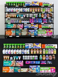 Shelving with hygiene products